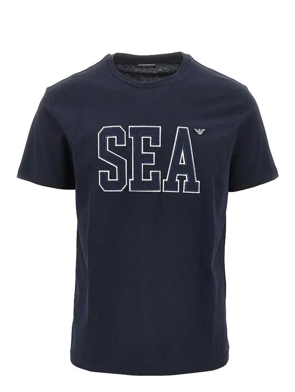 Emporio Armani Sea Embroidery Swimwear T-shirt - Blue
