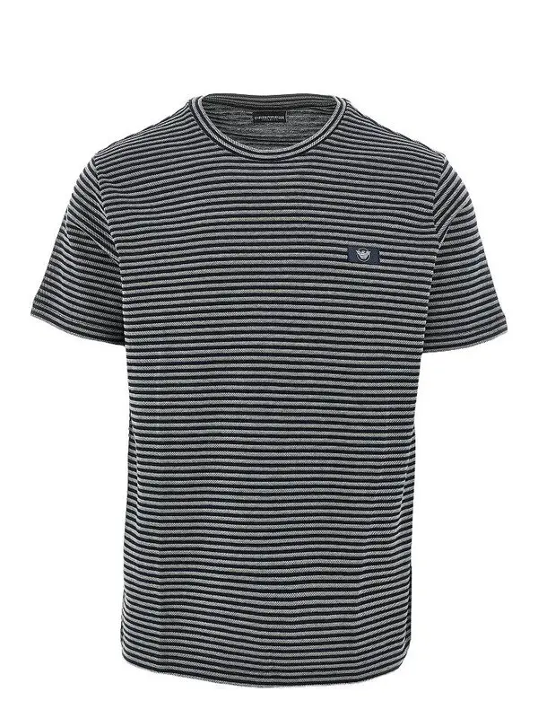 Emporio Armani Striped Cotton Swimwear T-shirt - Blue