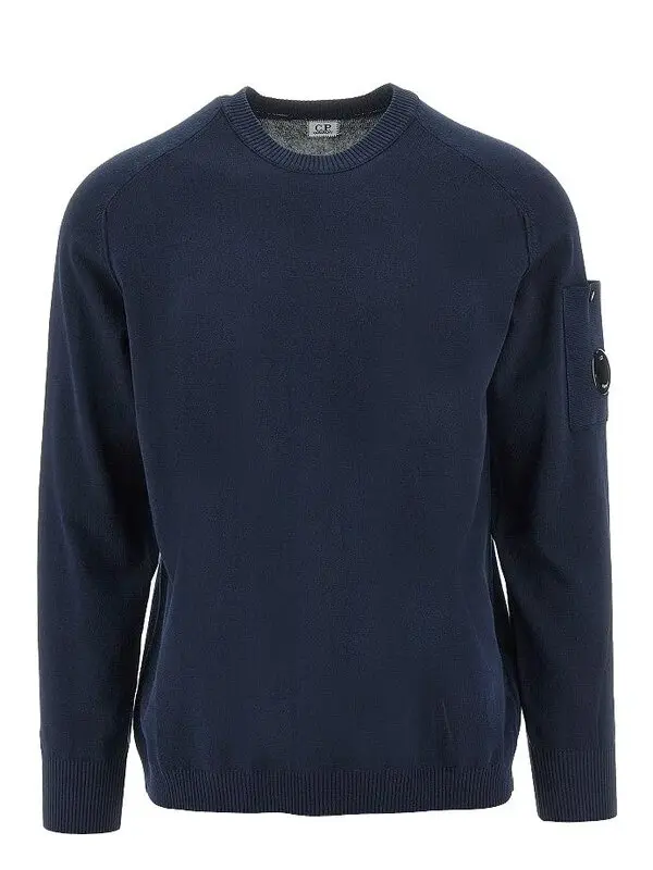 C.P. COMPANY Cotton Crepe Crewneck Sweater - Blue
