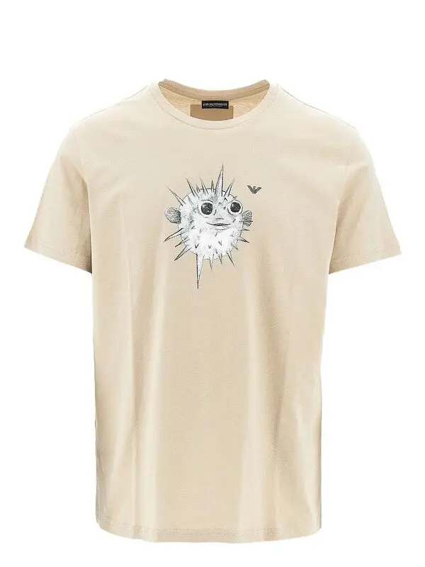 Emporio Armani Sea Animas Print Swimwear T-shirt - Beige