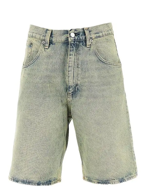 SUNFLOWER Super Wide Leg Denim Bermuda Shorts - Blue