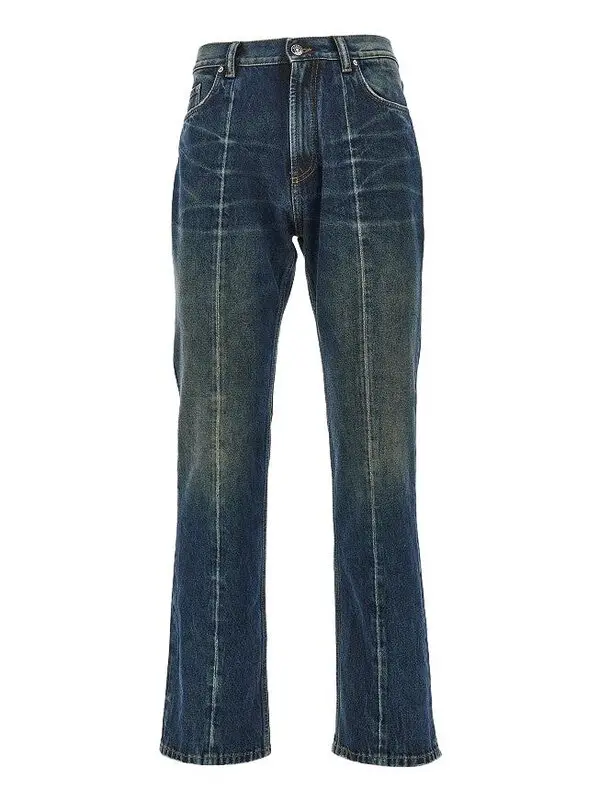 Versace Straight Leg Distressed Jeans - Blue