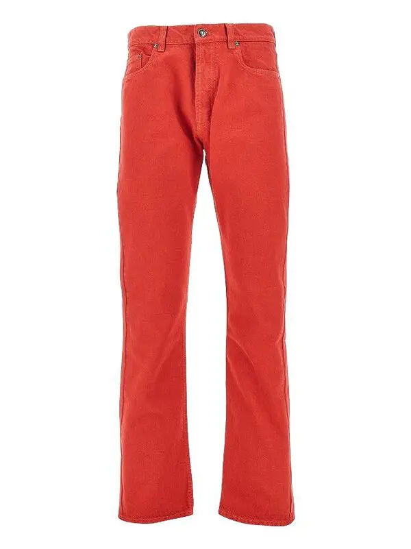 Versace Colored Cotton Denim Straight Leg Jeans - Red