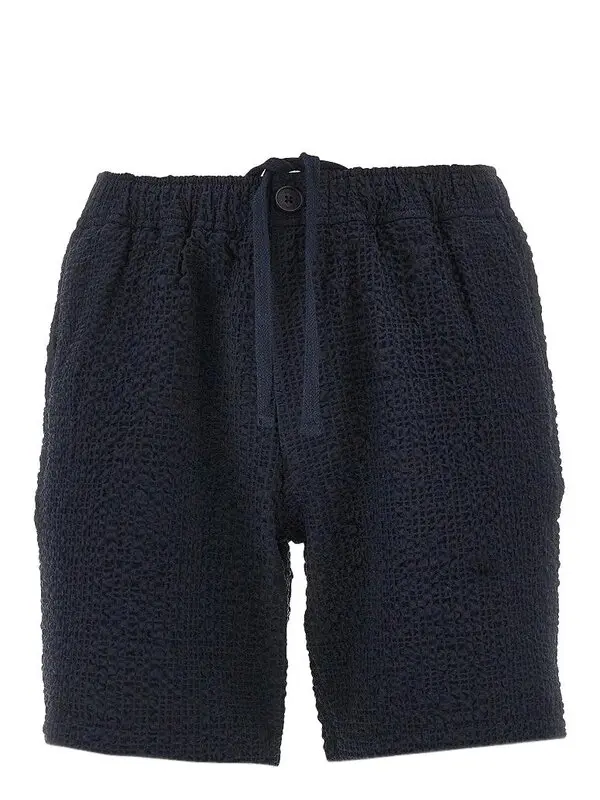 WAX LONDON Kurt Textured Cotton Seersucker Shorts - Blue