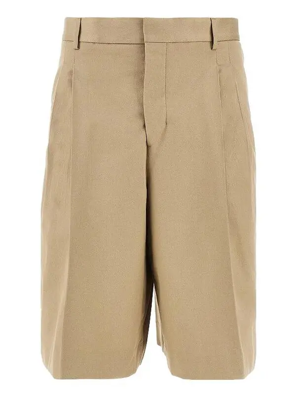 Ami Cotton Gabardine Wide Leg Shorts - Beige