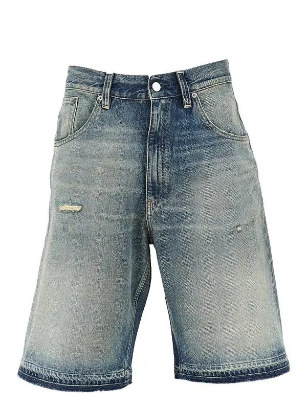 SUNFLOWER Super Wide Leg Denim Bermuda Shorts - Blue