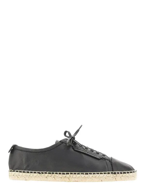 Emporio Armani Nappa Leather Lace-up Espadrilles - Black