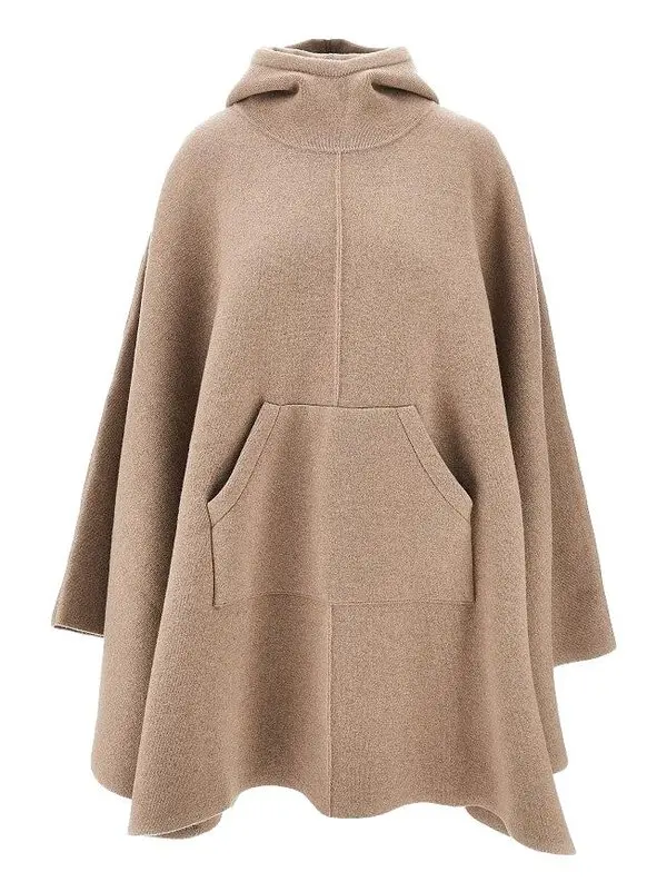 Bottega Veneta Cashmere Blend Hooded Cape - Beige
