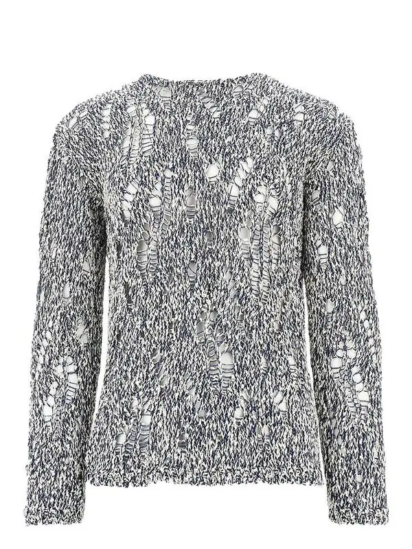 AMARANTO Distressed Effect Mouliné Cotton-blend Sweater - Multicolor