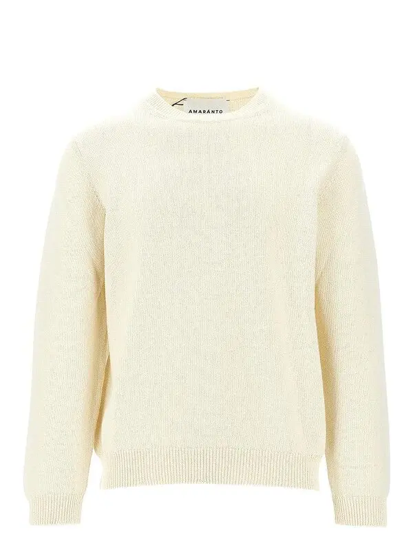 AMARANTO Cotton Sweater With Distressed Finish - White