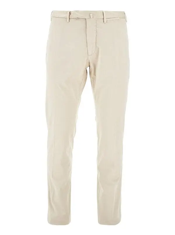 SANTANIELLO Stretch Cotton Slim Fit Pants - Beige