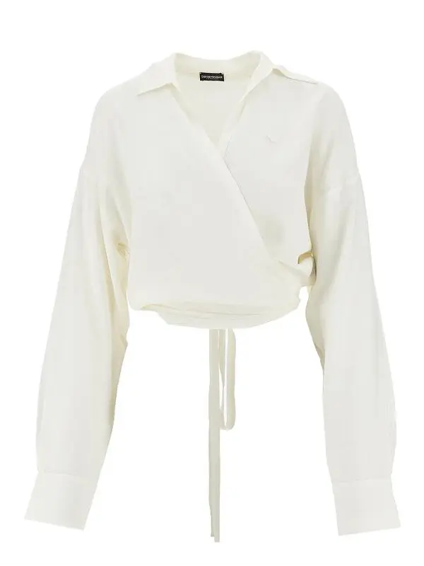 Emporio Armani Viscose And Linen Wrap Shirt - White