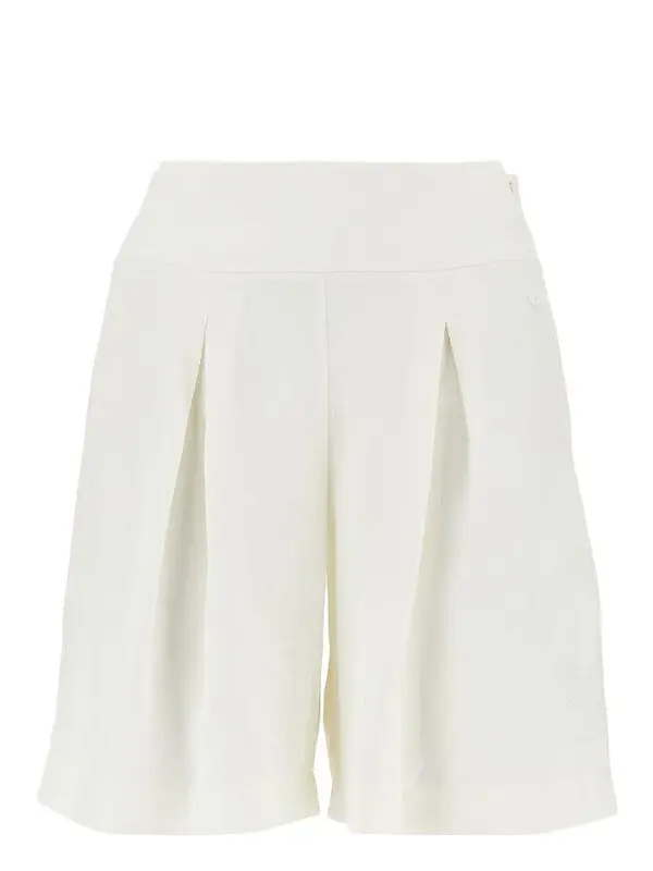 Emporio Armani High-rise Wide-leg Shorts With Embroidered Logo - White