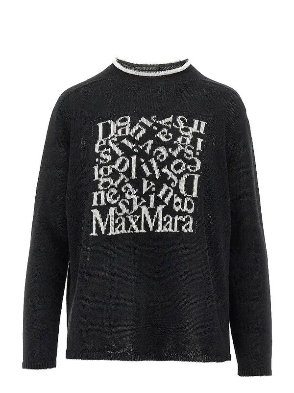 Max Mara Logo Intarsia Linen Sweater - Black