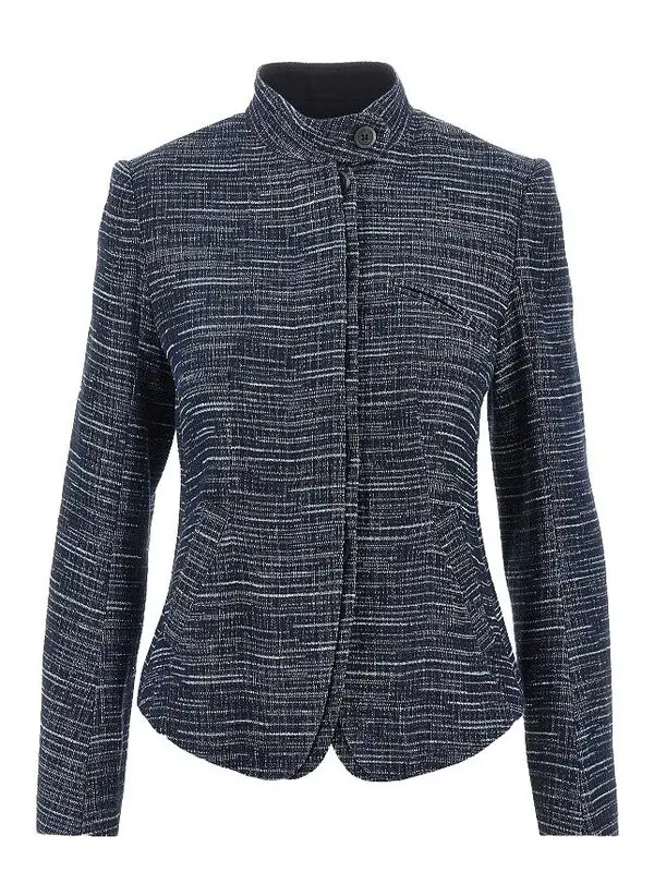 Emporio Armani Denim-effect Tweed Jacket - Blue