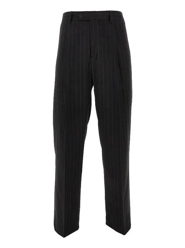 MARSEM Pinstriped Darted Tailored Pants - Black