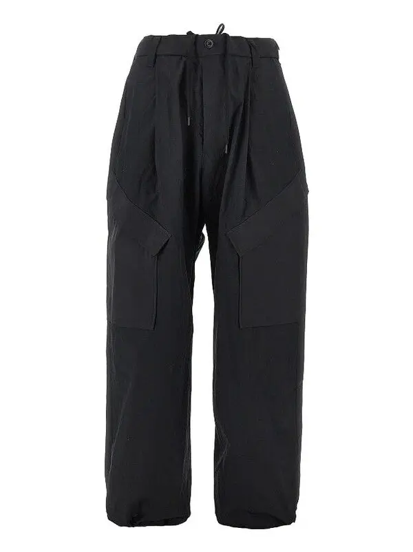 TATRAS Loose Fit Cargo Pants With Drawstring Hem - Black