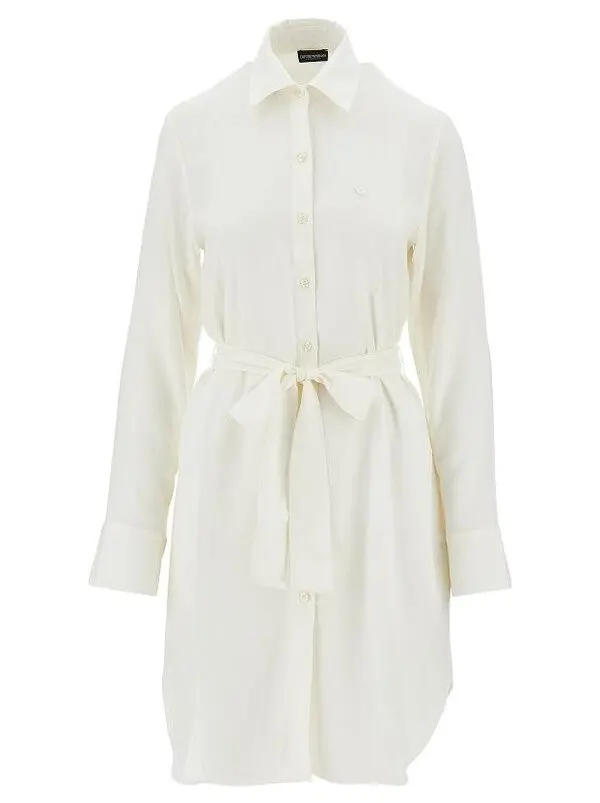 Emporio Armani Linen-blend Shirt Dress - White