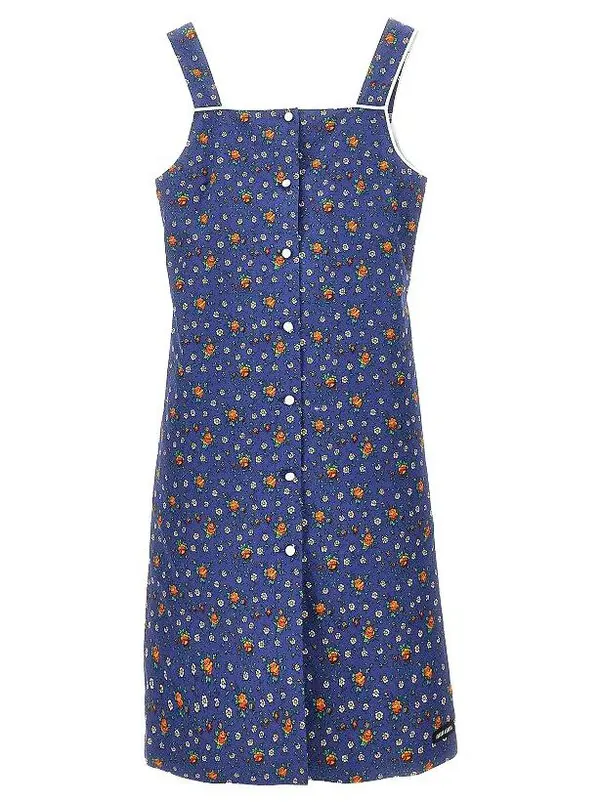 Miu Miu Floral Poplin Mini Dress - Blue