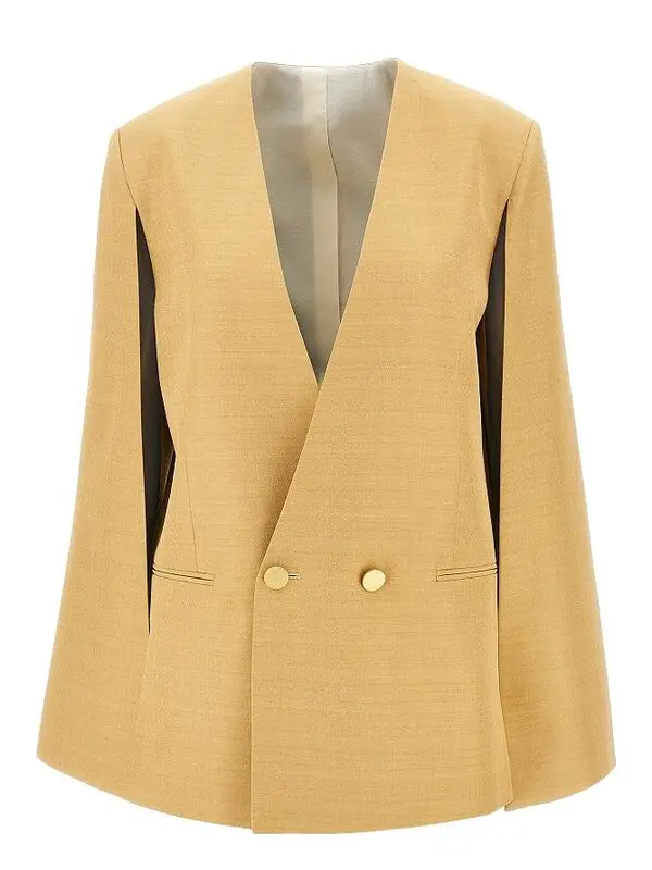 Alberta Ferretti Malfilé Viscose-blend Double-breasted Jacket - Beige