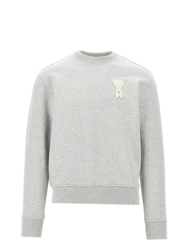Ami Sweatshirt With De Coeur Patch - Grey