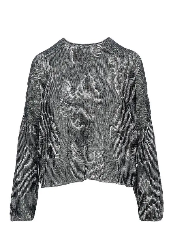 Emporio Armani Jacquard Cotton-blend Floral Motif Sweater - Blue