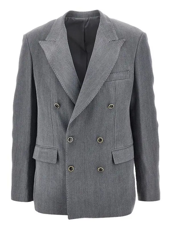 MARSEM Gabardine Double-breasted Tailored Jacket - Grey