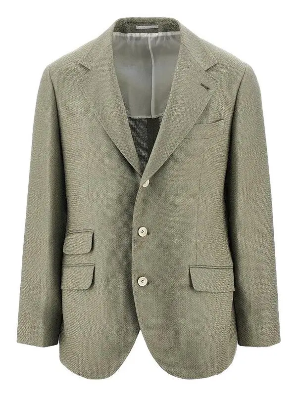Brunello Cucinelli Hopsack Cavallo Jacket - Khaki