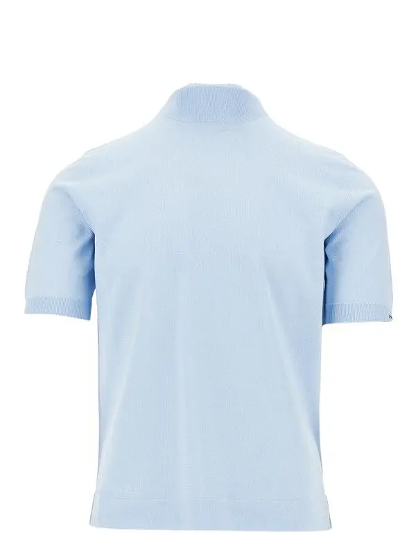 Prada Cotton Knit Short Sleeve Turtleneck T-shirt - Blue