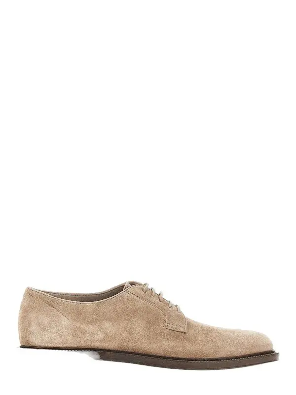 Brunello Cucinelli Suede Leather Lace-up Shoes - Beige