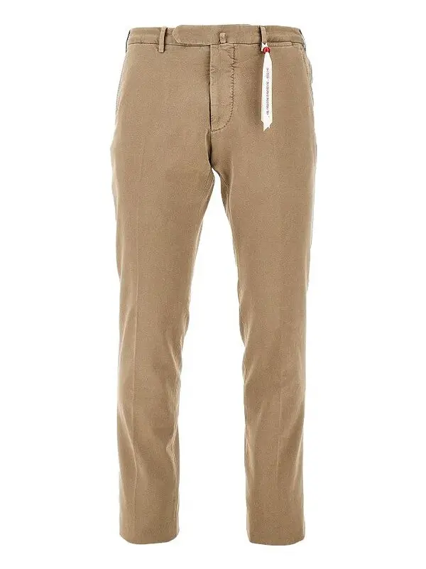 SANTANIELLO Stretch Cotton Tailored Trousers - Beige