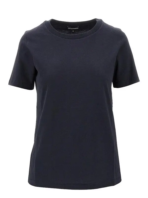 Emporio Armani Embroidered Cotton T-shirt - Blue