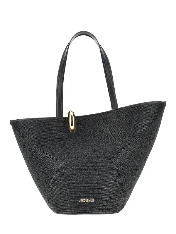 Jacquemus Bambola Asymmetrical Maxi Basket Bag - Black