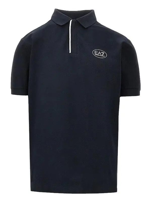 EA7 Stretch Piquet Polo Shirt An - Blue