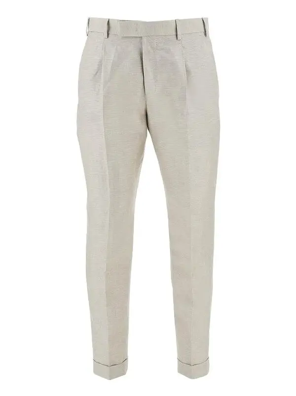PT TORINO Wool And Linen Rebel Fit Tapered Pants - Beige