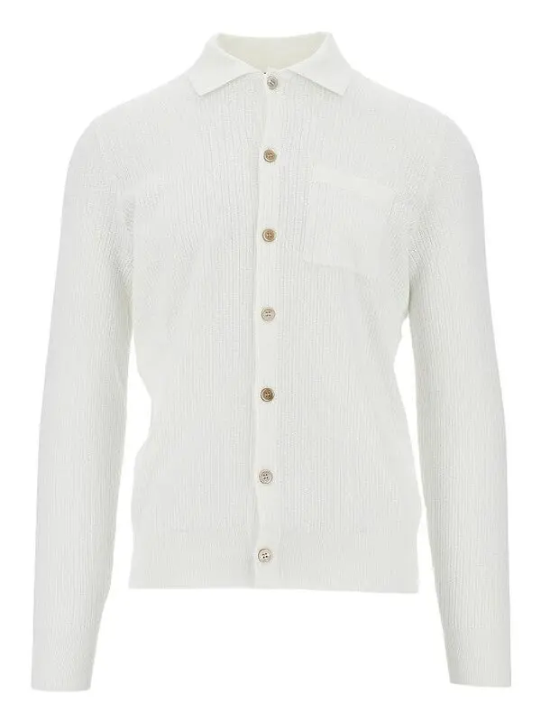 Brunello Cucinelli Cotton Cardigan With Collar - White