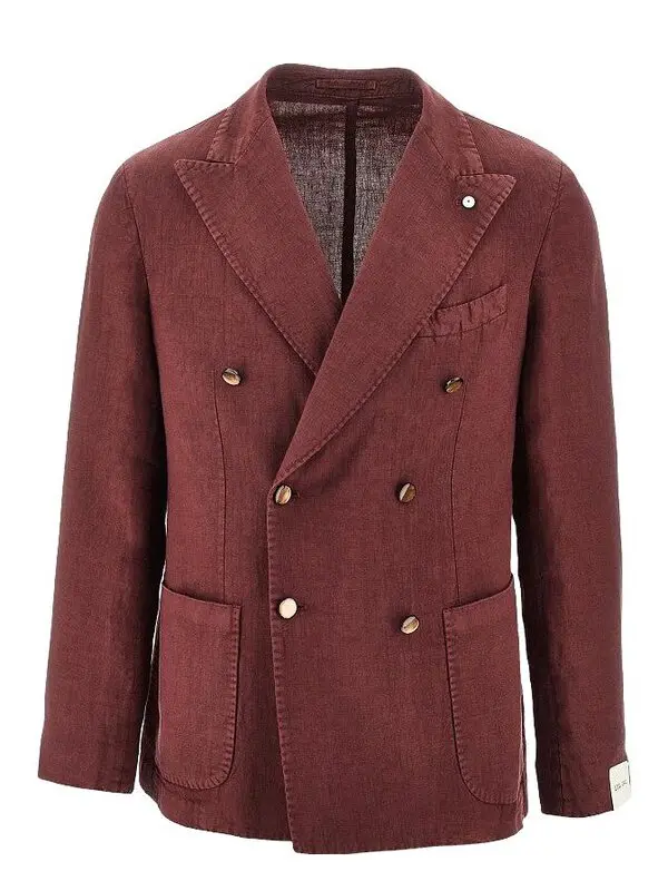 L.B.M. 1911 Double-breasted Linen Jacket - Red