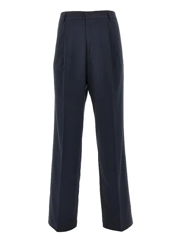 C.9.3 Viscose-blend Twill Pants With Double Dart And Straight Leg - Blue