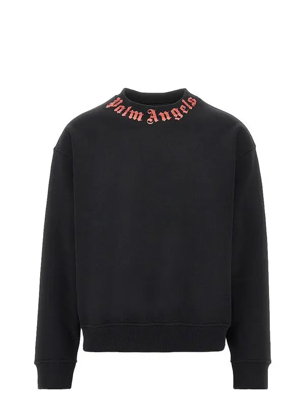 Palm Angels Neck Logo Print Sweatshirt - Black
