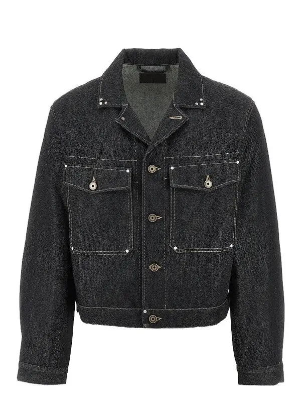 LEMAIRE Denim Trucker Jacket With Studs - Black