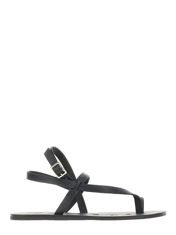 Manebí Leather Thong Sandals With Ankle Strap - Black