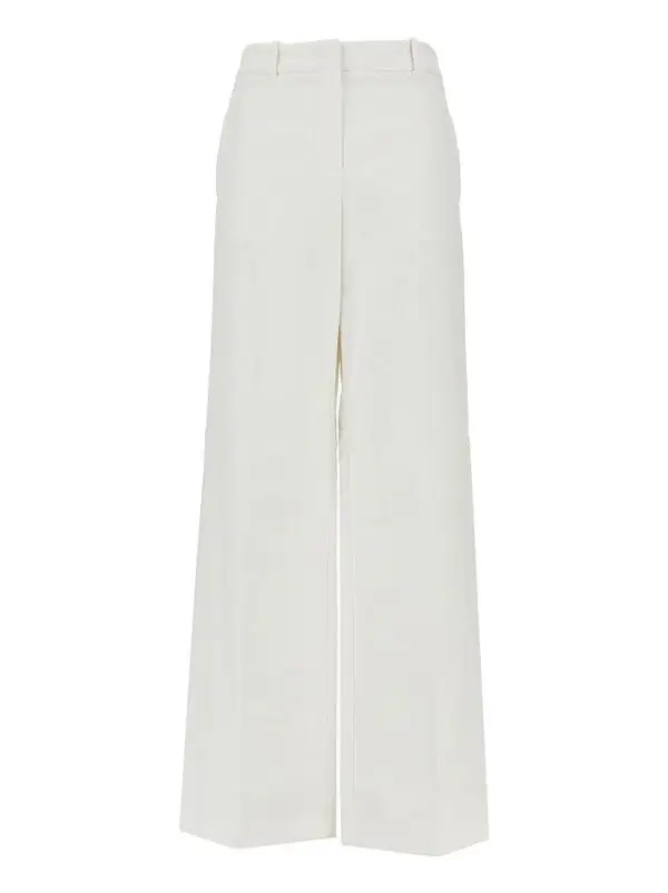 Fendi Canvas Wide Leg Pants With Drawstring Detail - White