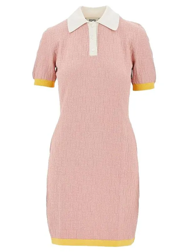 Fendi Jacquard Ff Knit Mini Dress - Pink