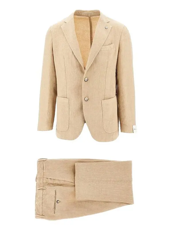 L.B.M. 1911 L. B.m. 1911 Linen Single-breasted Tailored Suit - Beige