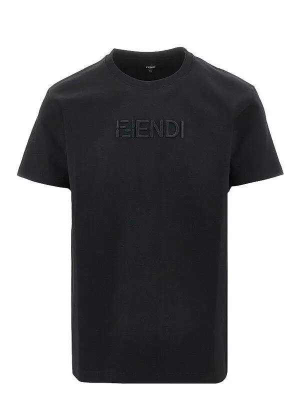 Fendi Logo Embroidery Lim Fit T-hirt - Black