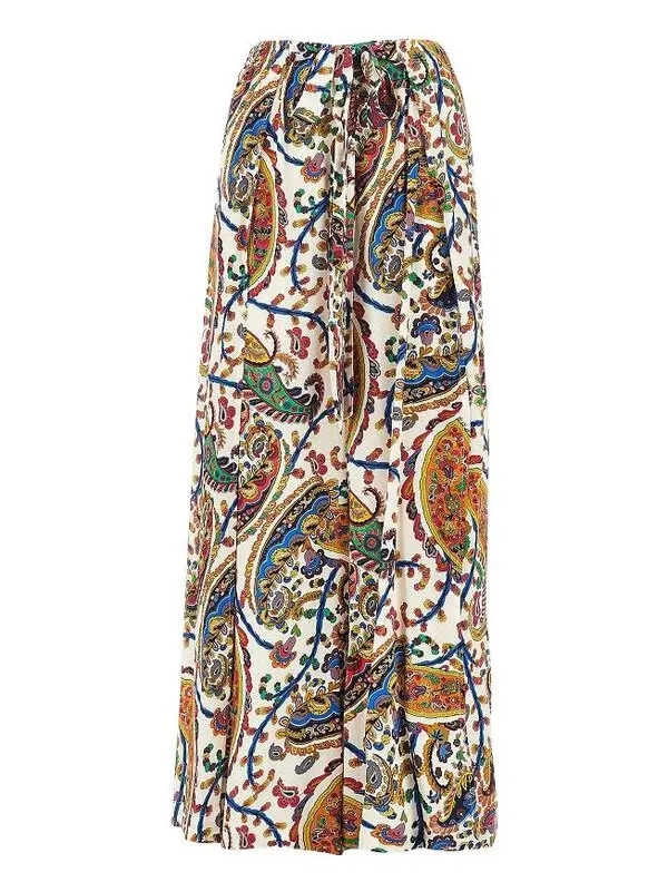 Etro Floral Paisley Print Wide Leg Crepe Pants - Multicolor