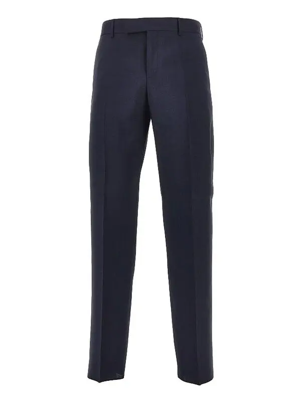 Fendi Tailored Virgin Wool Canvas Pants - Blue
