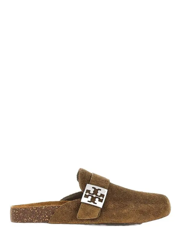Tory Burch Mellow Suede Leather Mules - Brown