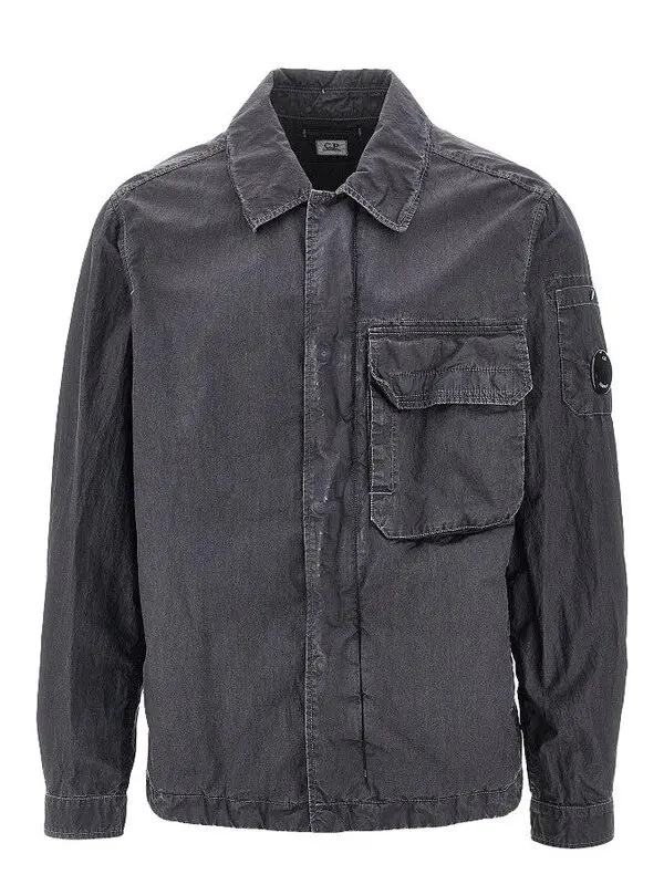 C.P. COMPANY 50 Fili Wax Fabric Overhirt - Black