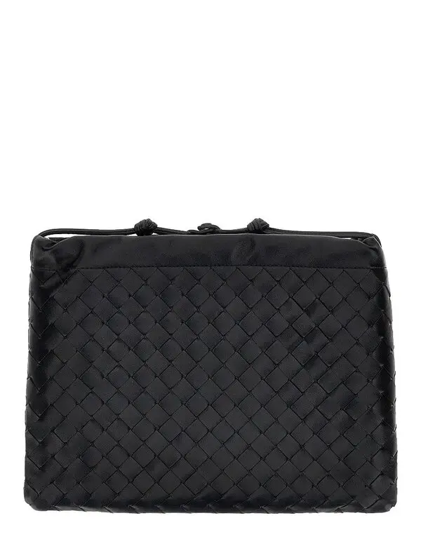 Bottega Veneta Medium "dustbag" Bag In Woven Leather - Black